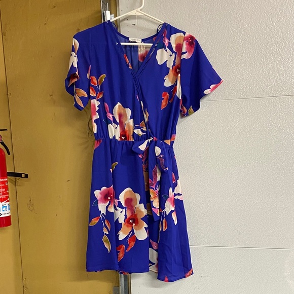 Sienna Sky | Dresses | Sienna Sky Vibrant Blue Floral Mini Dress | Poshmark